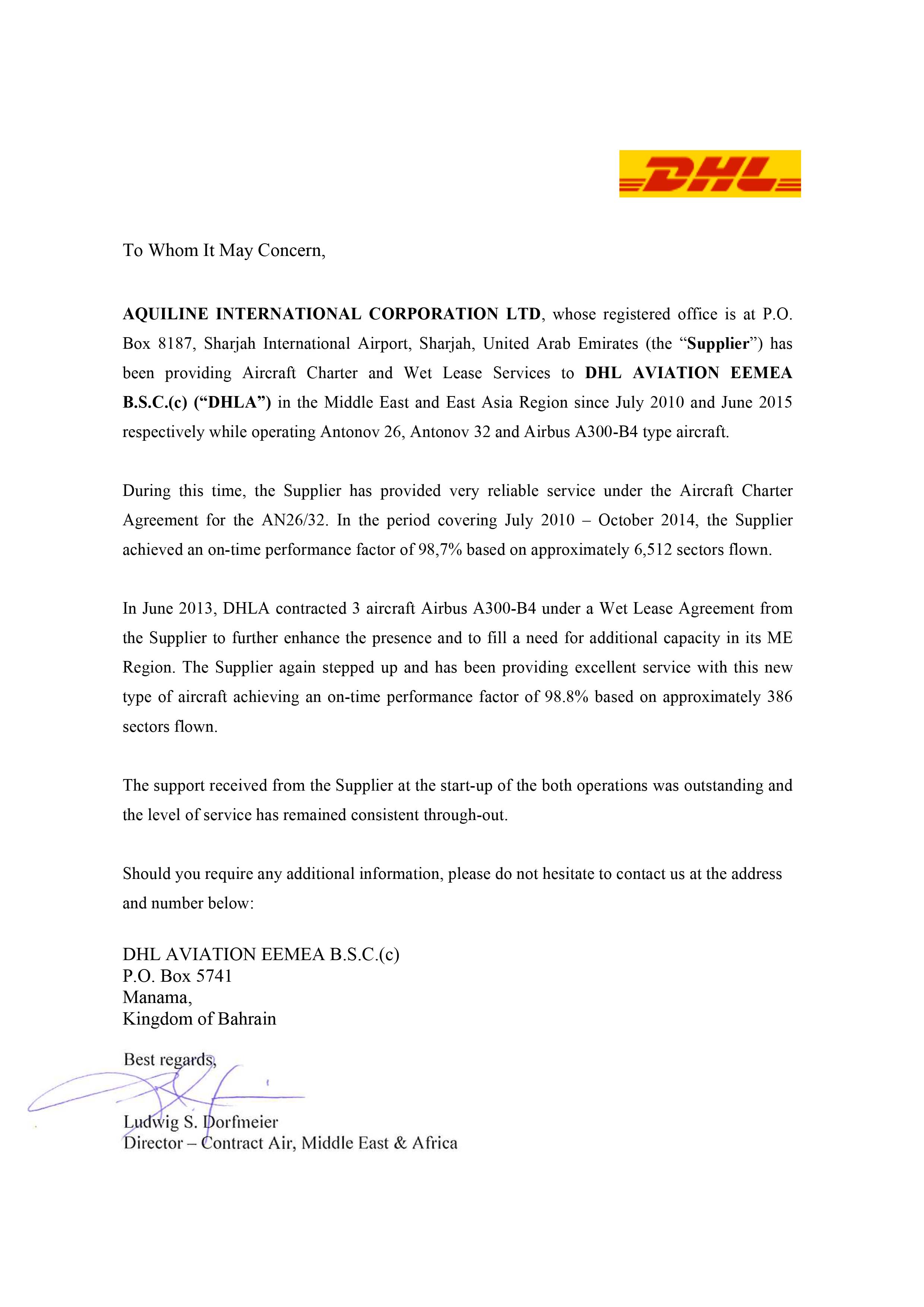 Aquiline International ::: Testimonials